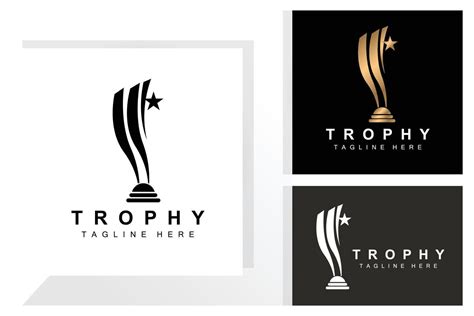 Trophy Logo Design Award Winner Championship Trophy Vector Success