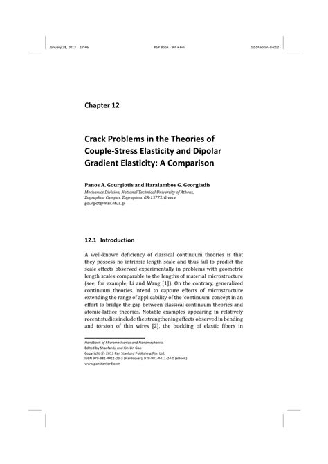 Pdf Crack Problems In The Theories Of Couple Stress Elasticity And