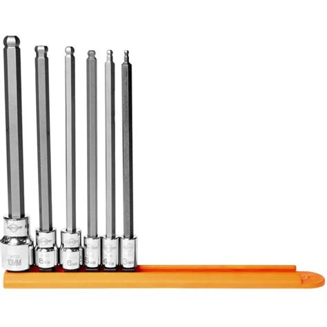 Mayhew 16046 May16046 6 Pc Long Metric Ball Hex Insert Socket Bit Set