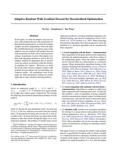 Pdf Adaptive Random Walk Gradient Descent For Decentralized Optimization