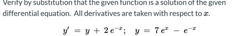 Solved Verify By Substitution That The Given Function Is A