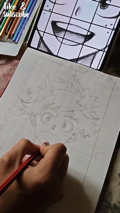 Deku Sketch Using Grid Method🖌️🎨 Anime Deku Sketching Sketchbook