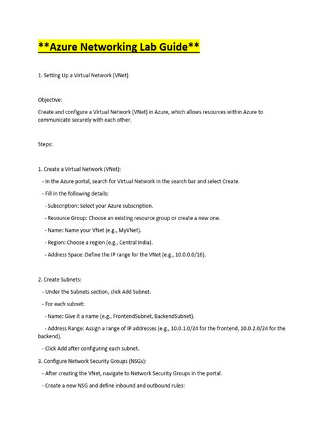 Azure Networking Lab Guide Pdf Firewall Computing Computer Network