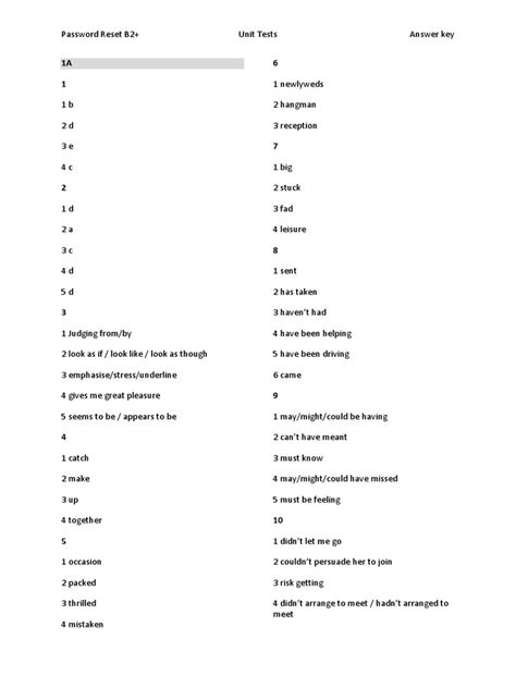Password Reset B2 Unit Tests Answer Key Pdf Test Assessment Password