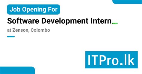 Software Development Intern At Zenson Pvt Ltd Colombo Sri Lanka