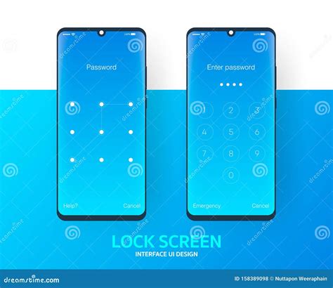 Lock Screen Smartphone Interface Vector Template Mobile App Page Blue