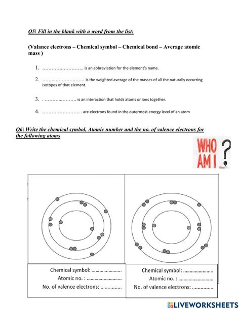 U3 Revision Atoms And Periodic Table Online Exercise For Live Worksheets