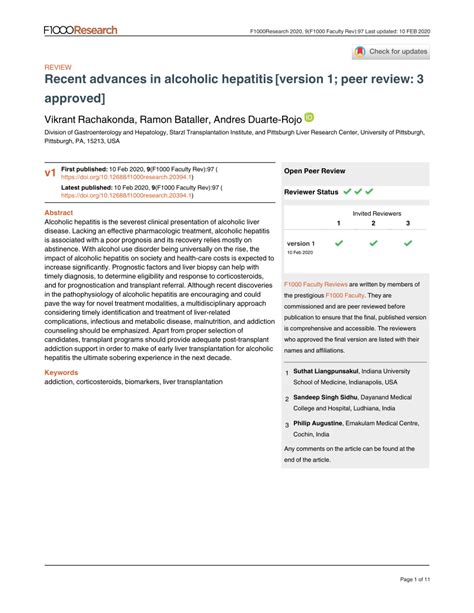 Pdf Recent Advances In Alcoholic Hepatitis