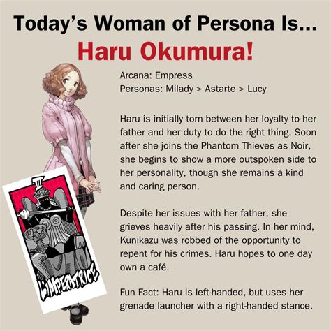 Todays Woman Of Persona Is Haru Okumura If Youve Written Or Drawn