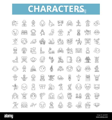 Characters Icons Line Symbols Web Signs Vector Set Isolated Illustration Stock Vector Image