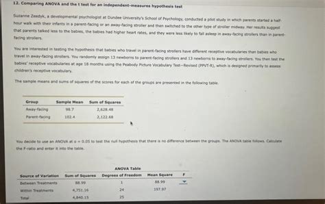 Solved Comparing ANOVA And The T Test For An Chegg