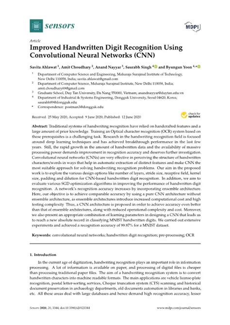 Improved Handwritten Digit Recognition Using Convolutional Neural Networks Cnn Docslib