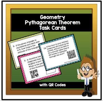 Geometry Pythagorean Theorem Task Cards With QR Codes Task Cards