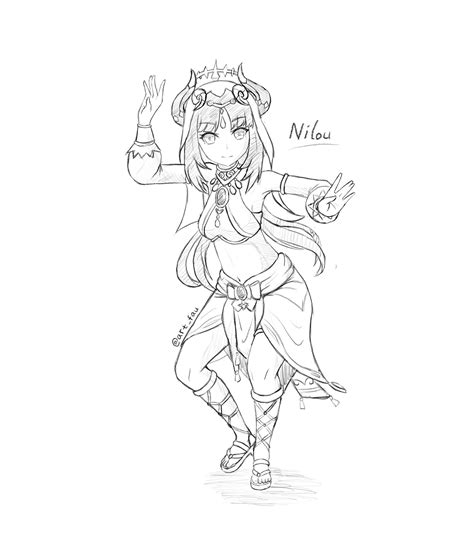 Sketsa Nilou Genshin Impact HoYoLAB