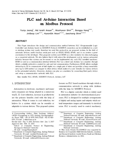 plc and arduino interaction based on modbus protocol pdf