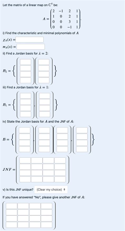 Solved Let The Matrix Of A Linear Map On C Chegg Com