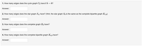 solved 1 how many edges does the cycle graph ck have if k 6