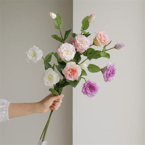 [리얼리티 생화같은 리시안셔스 장미 인테리어 조화 꽃 장식]