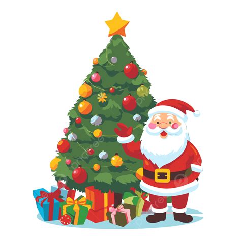 Clipart De Navidad Dibujos Animados De Santa Claus Con Regalos Al Lado