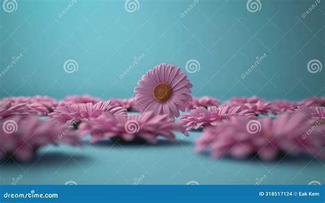 A Singular Pink Daisy Standing Out Amidst A Sea Of Pink Flowers On A