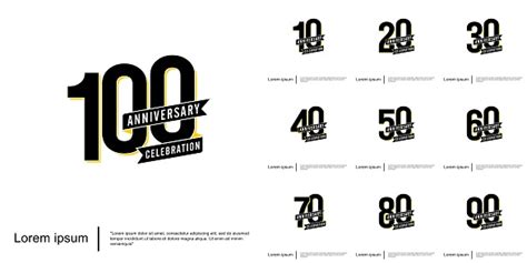 10100 주년 기념 엠블럼 세트 우아한 기념일 로고는 흰색 배경에 리본으로 격리되어 있습니다 웹 전단지 포스터 초대장 및
