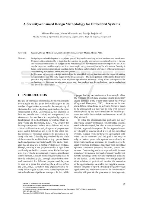 Pdf A Security Enhanced Design Methodology For Embedded Systems