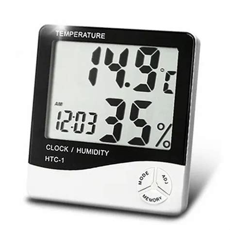 Digital Hygrometer Thermometer Humidity Meter With Clock Lcd Display Htc 1 At ₹ 145 Piece