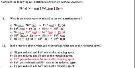 solved consider the following cell notation to answer the