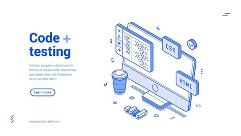 code testing programming soft development information technology isometric web banner 60385182