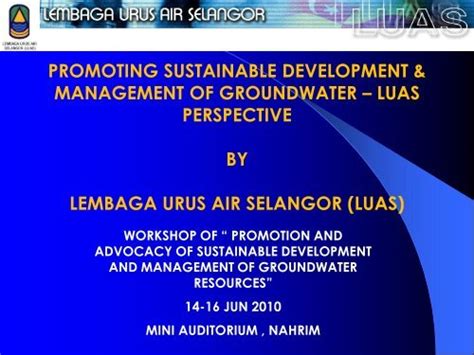 Promoting Sustainable Development And Management Of Groundwater