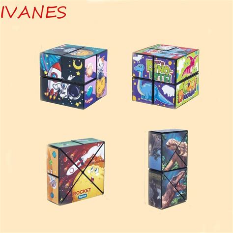 Ivanes Magic Cube 3d หมุนการ์ตูน Intelligence Cube Magic ของเล่นความเร็ว Magic Square สีสัน