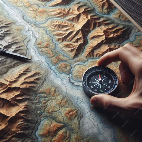Premium Photo Map And Compass Realistic Photo