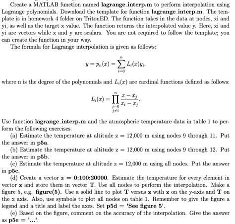 Solved Create A Matlab Function Named Lagrange Interpm To