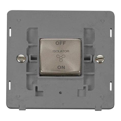 Click Definity Grey 10a 3 Pole Fan Isolation Ingot Switch Insert With Brushed Stainless Rocker