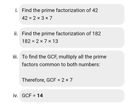Prime Factorisation Of 42 And 182 In Short Division Method