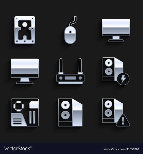 Set Router And Wi Fi Signal Case Of Computer Vector Image