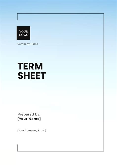 Free Term Sheet Template To Edit Online