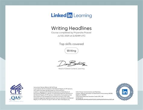 Priyansha Prasad On Linkedin My Latest Achievement Headline Writing Mastery Im Excited To