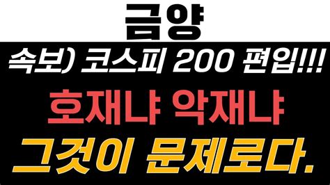 금양 차타고 5월22일 분석종목 금양 팬엔터테인먼트 속보 코스피200 편입 호재냐 악재냐 그것이 문제로다 Youtube