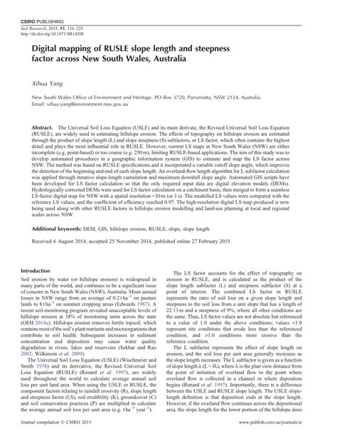 Pdf Digital Mapping Of Rusle Slope Length And Steepness Factor Across