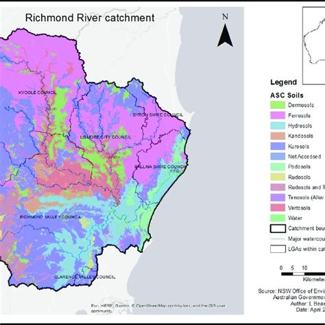 Map Of Richmond River Catchment The Inset Depicts The Catchments