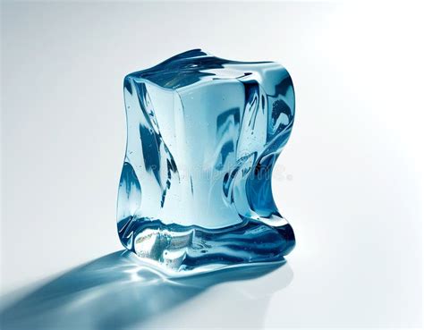 Translucent Blue Ice Sculpture Glistens Under Soft Lighting On A Serene Surface Stock