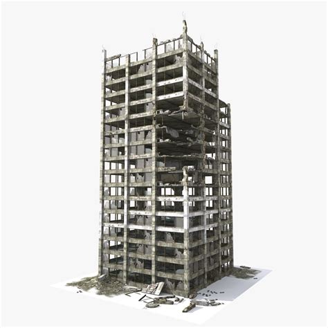 Edificio Destruido 01 Modelo 3d 105 3ds C4d Lwo Ma Max Obj