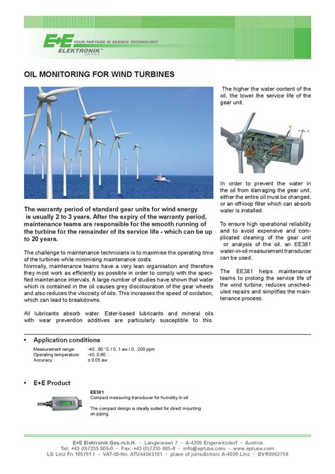 Oil Monitoring For Wind Turbines