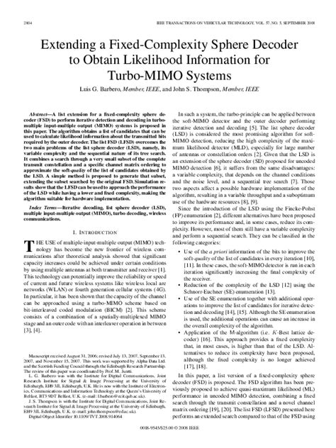 Pdf Extending A Fixed Complexity Sphere Decoder To Obtain Likelihood