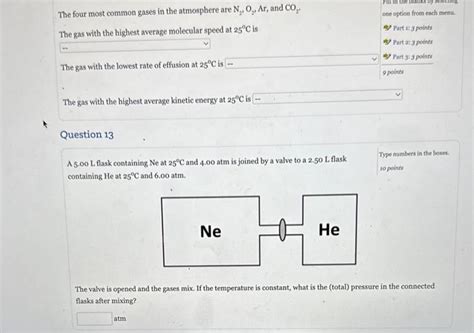 Solved The Four Most Common Gases In The Atmosphere Are