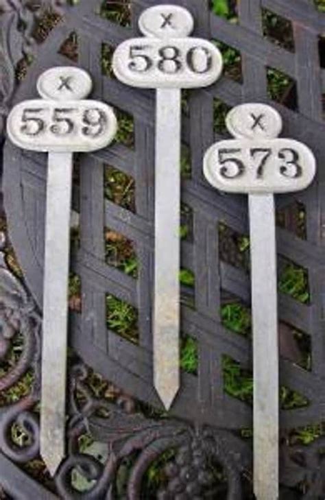 Antique Grave Plot Markers House Number Garden Edging Zinc