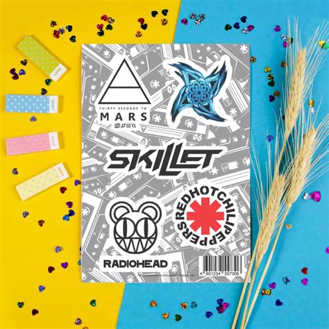 Музыкальные стикеры виниловые самоклеящиеся 1 лист А5 стикерпак 5 наклеек для детей и