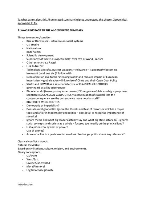 Pez Notes Classical Geopolitics To What Extent Does This Ai