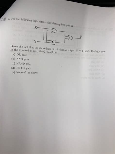 Solved 7for The Following Logie Circuit Find The Required